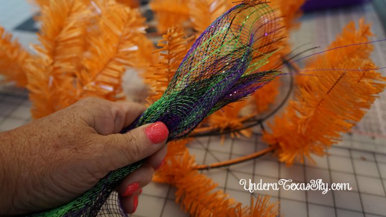 Deco Mesh Halloween Wreath with Witch's Hat Tutorial - Under a Texas Sky